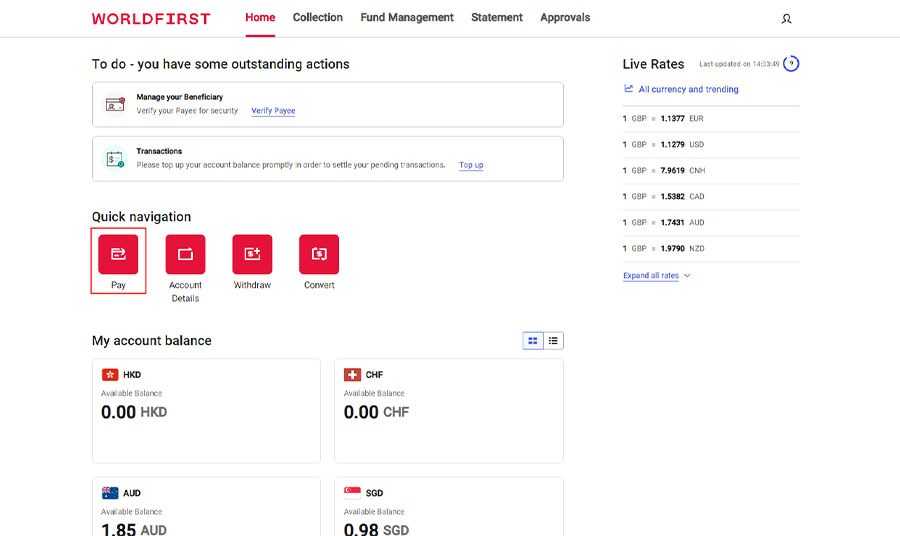 How to make a payment from a balance - WorldFirst UK | International Foreign Currency Money ...